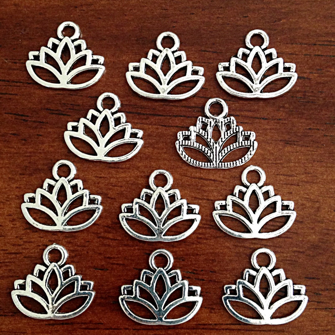 25pcs, Lotus Charms, Lotus Flower Charm, Lotus Pendants, Flower Charms ...
