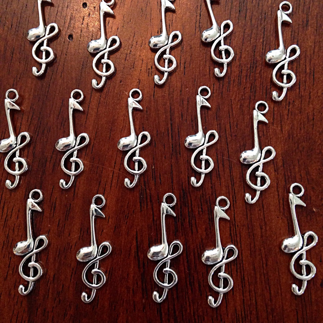 20pcs Music Notes Charms, Antique Silver Charms, Silver Music Charms ...
