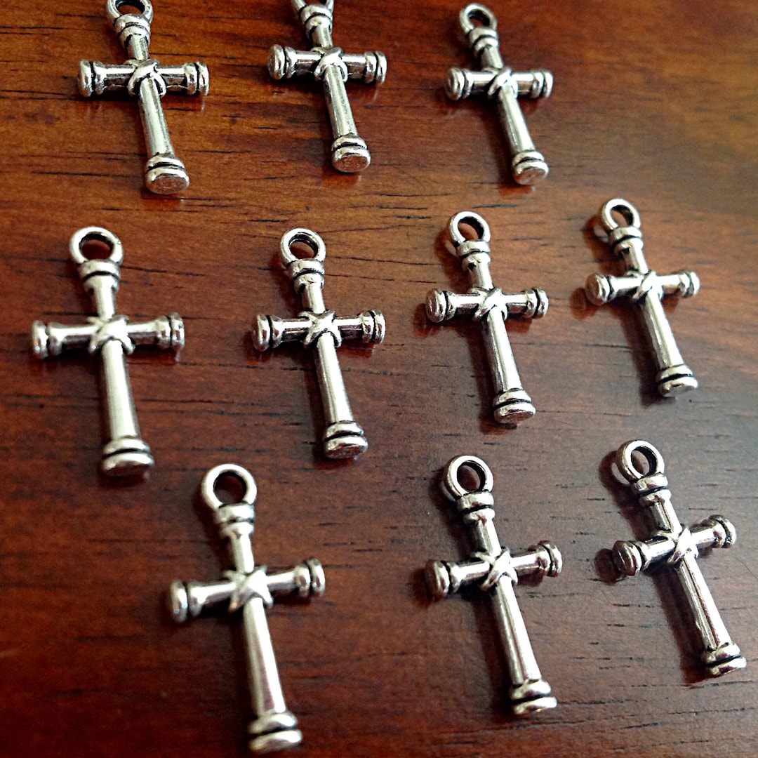 25pcs, Cross Charms, Antique Silver Charms, Cross Pendants, Crucifix ...