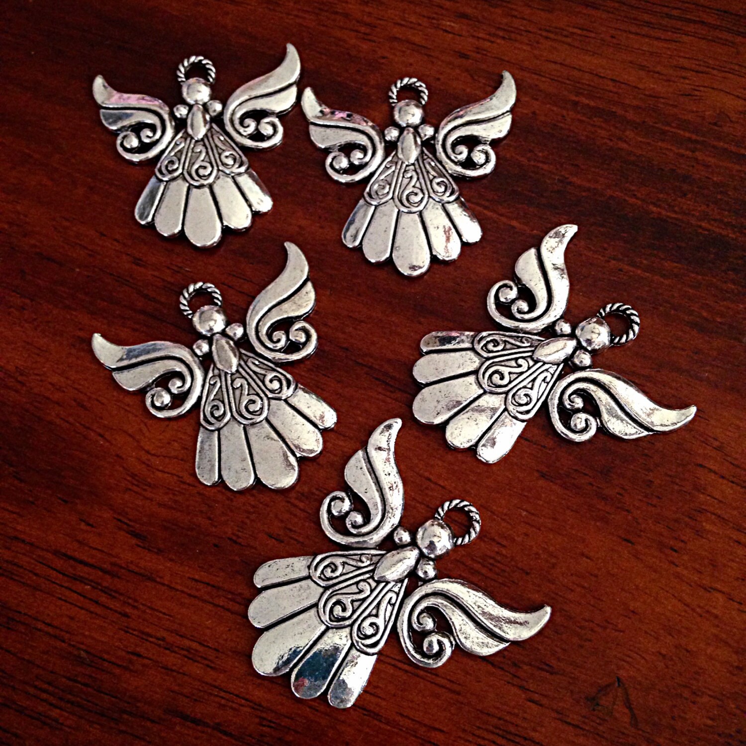 5 Large Angel Charms Antique Silver Charms Silver Angel - Etsy Australia