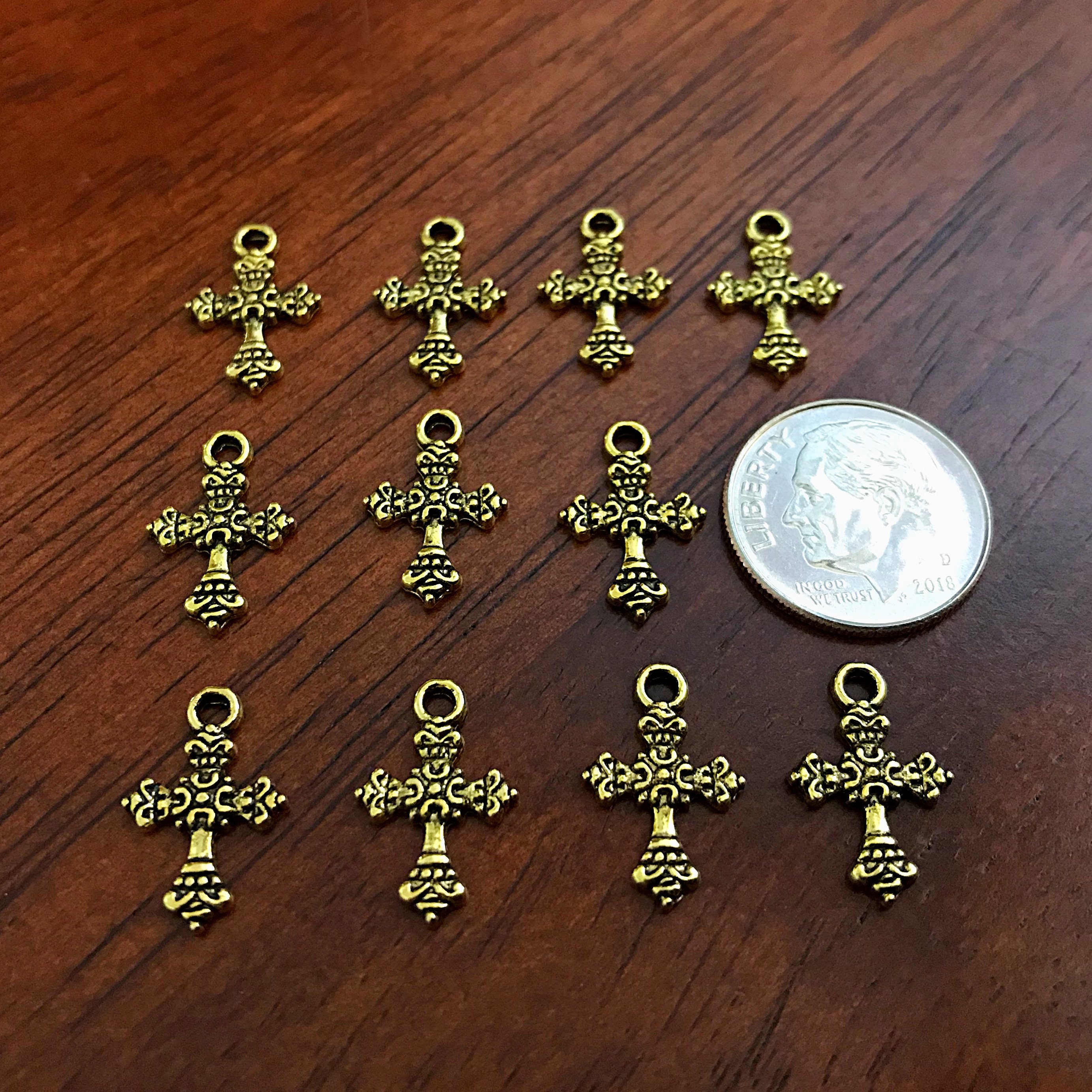 25pcs Gold Cross Charms Antique Gold Charms Tiny Cross | Etsy