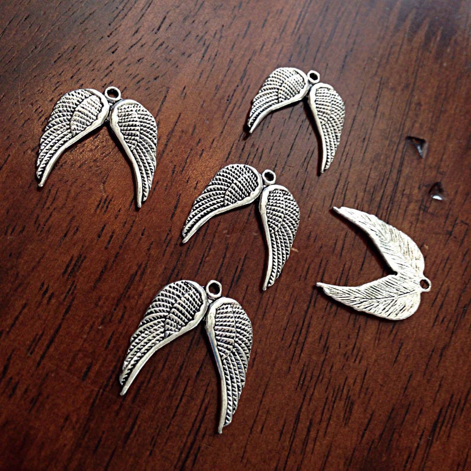25pcs Wing Charms Silver Wings Charms Antique Silver Wing - Etsy