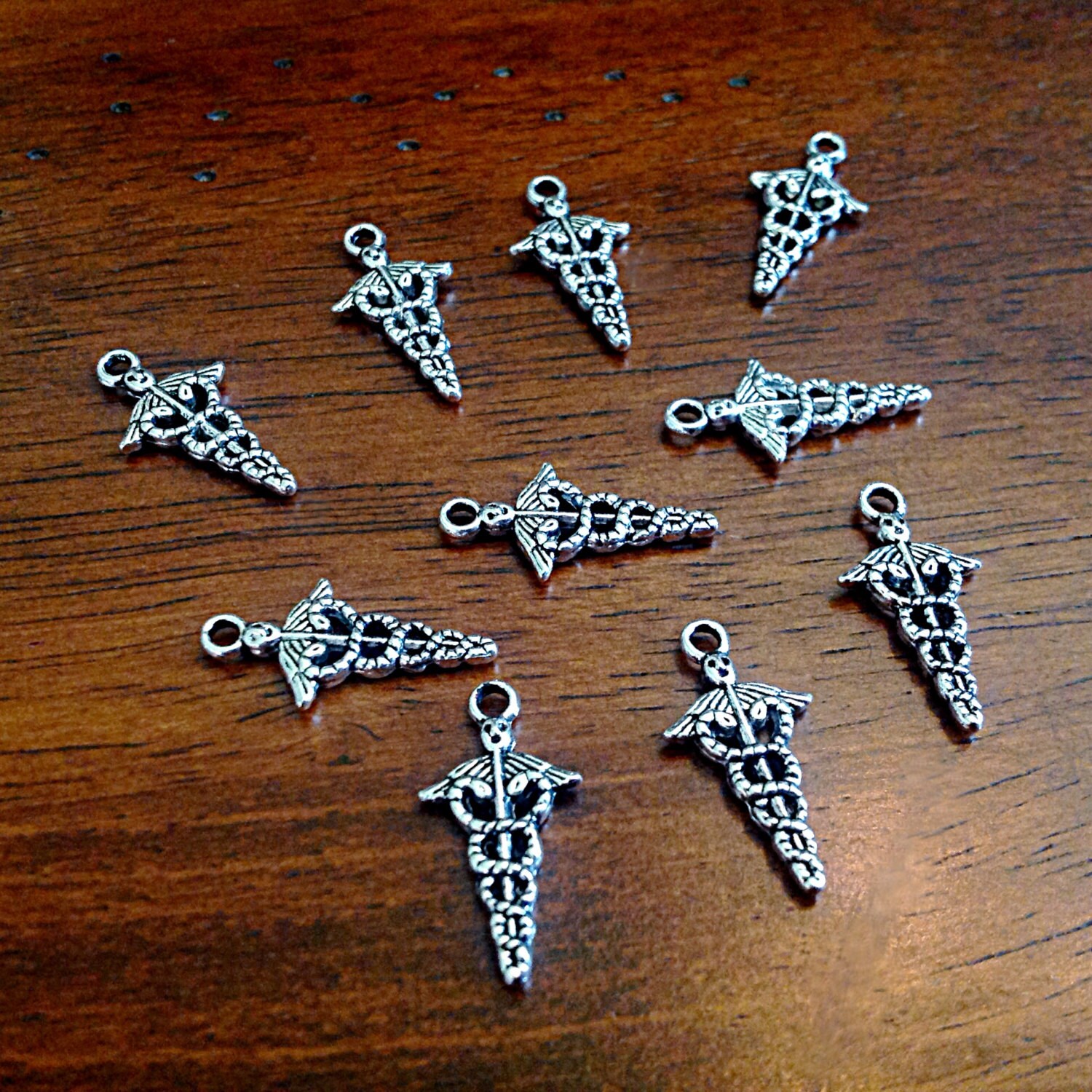 25pcs Caduceus Charms Antique Silver Charms Nurse Charms - Etsy