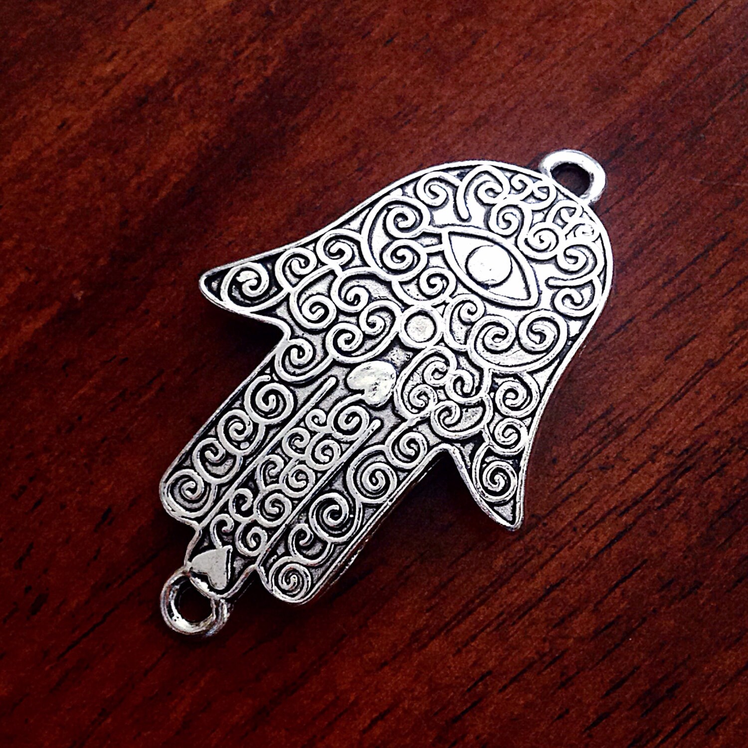 3 Large Connector Charms Antique Silver Charms Hamsa Hand | Etsy
