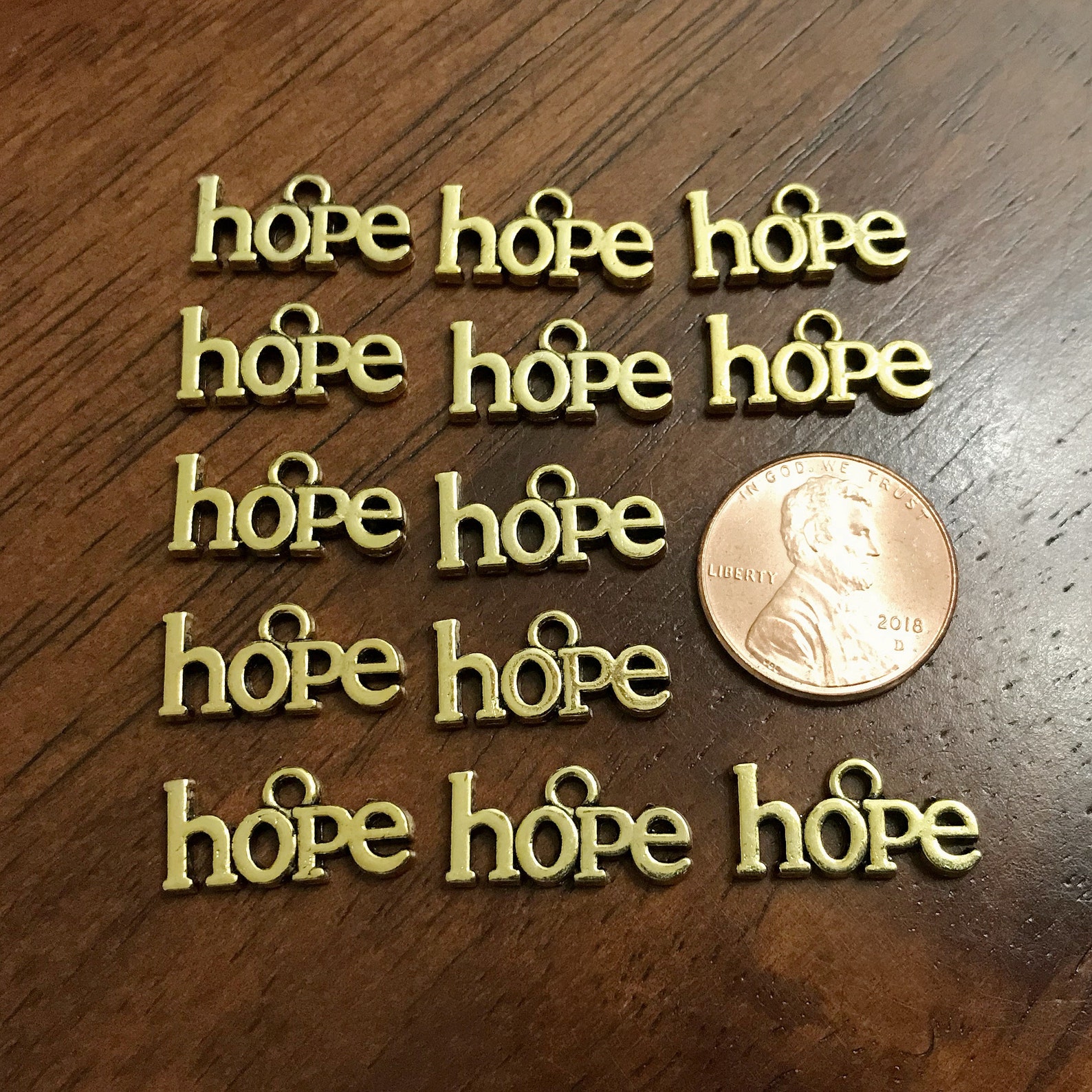40pcs Hope Charms Antique Gold Charms Gold Hope Charms | Etsy