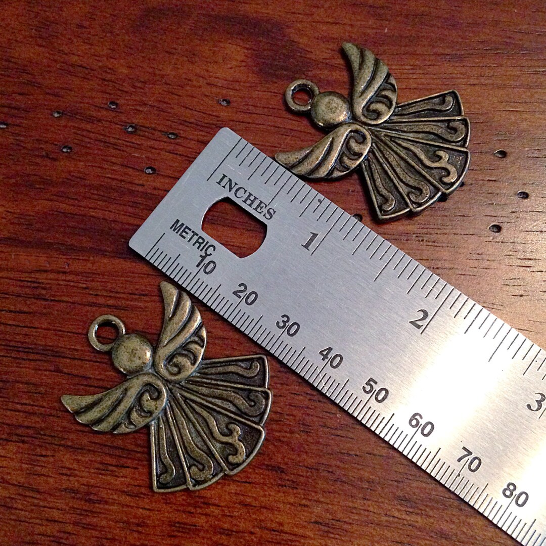 6 Large Angel Charms, Antique Bronze Charms, Bronze Angel Pendants ...