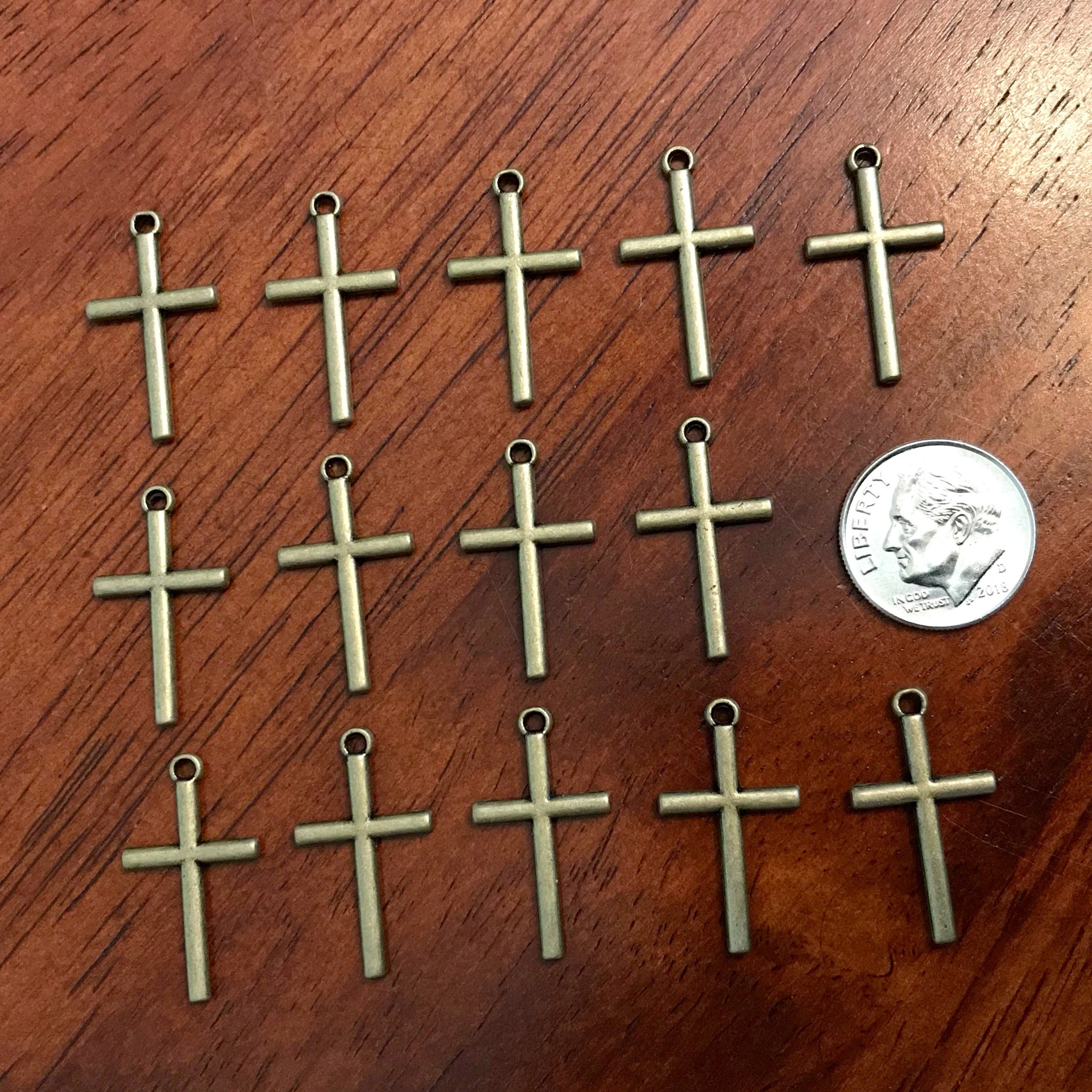 25pcs Cross Charms Antique Bronze Cross Charm Crucifix - Etsy