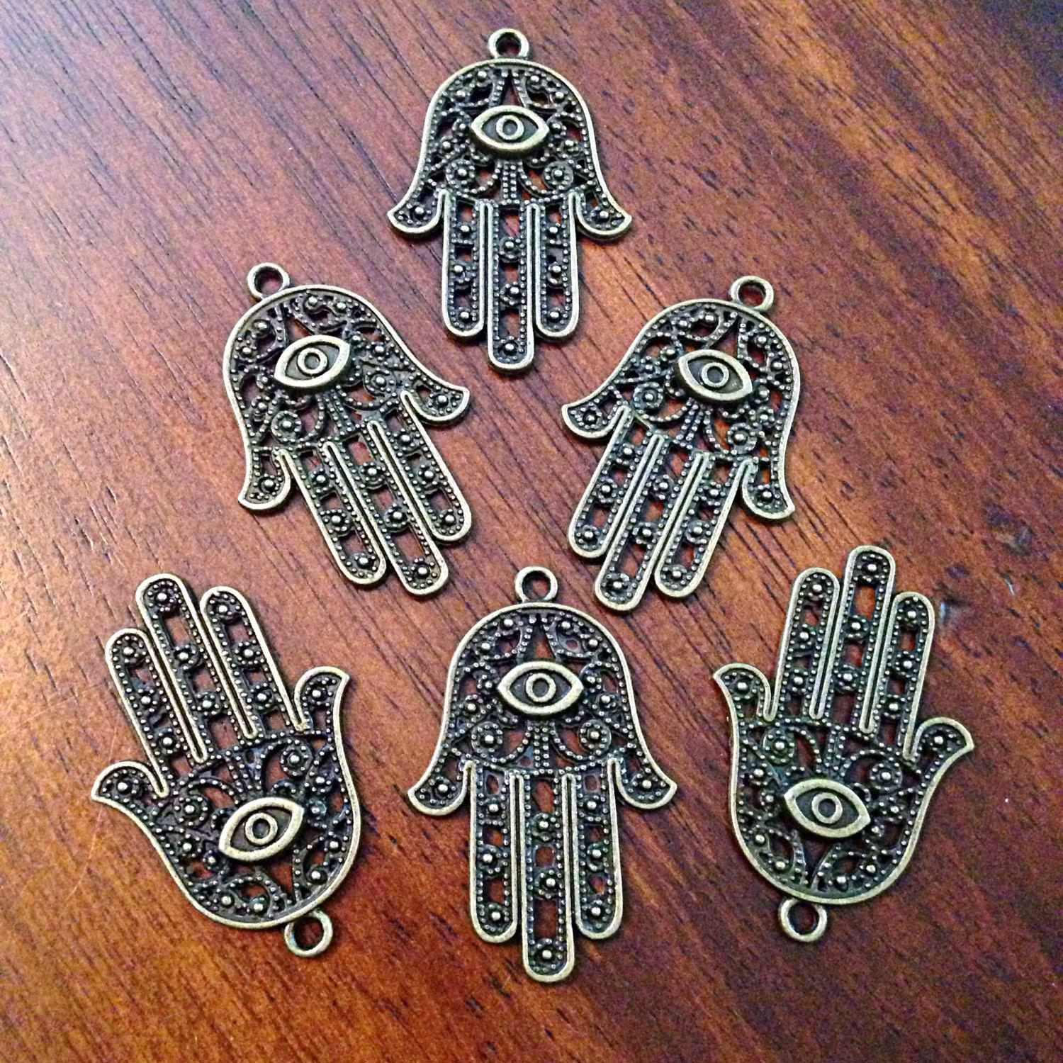 6 Large Hamsa Hand Charms Antique Bronze Charms Hamsa Hand | Etsy