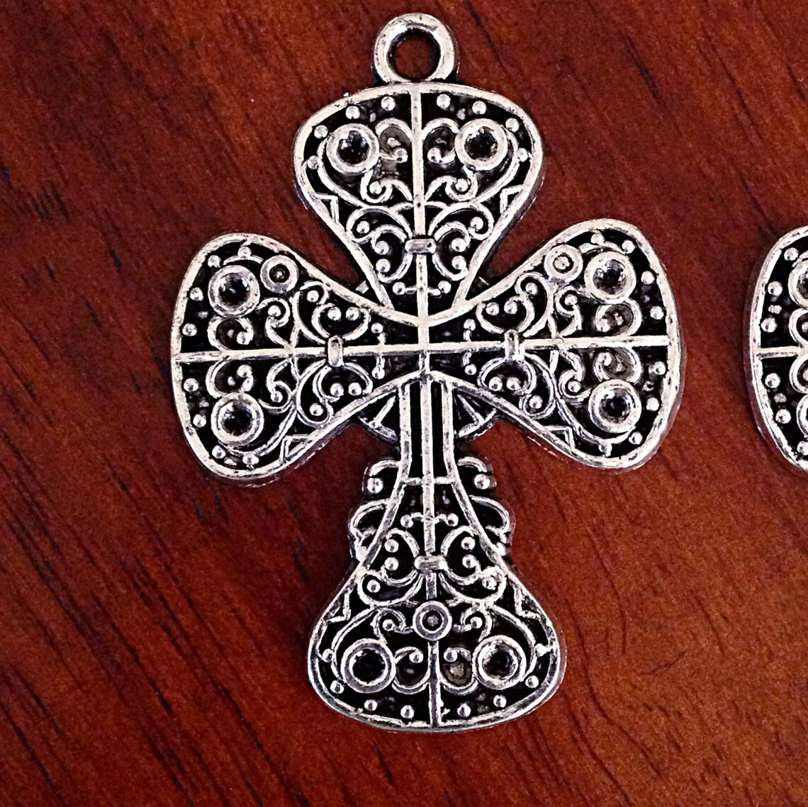 3 Large Silver Cross Pendants Cross Charms Antique Silver - Etsy