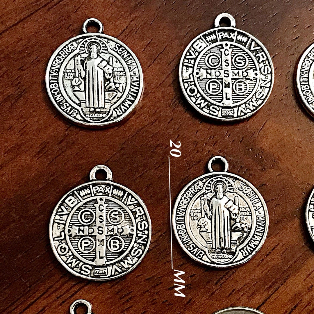 10pcs, Silver Saint Benedict Medal, Devil Chasing Medal, Protection ...