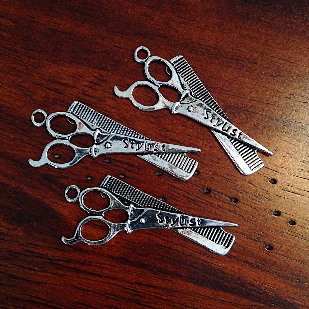 10 Scissors Charms, Antique Silver Charms, Silver Scissors Pendants ...