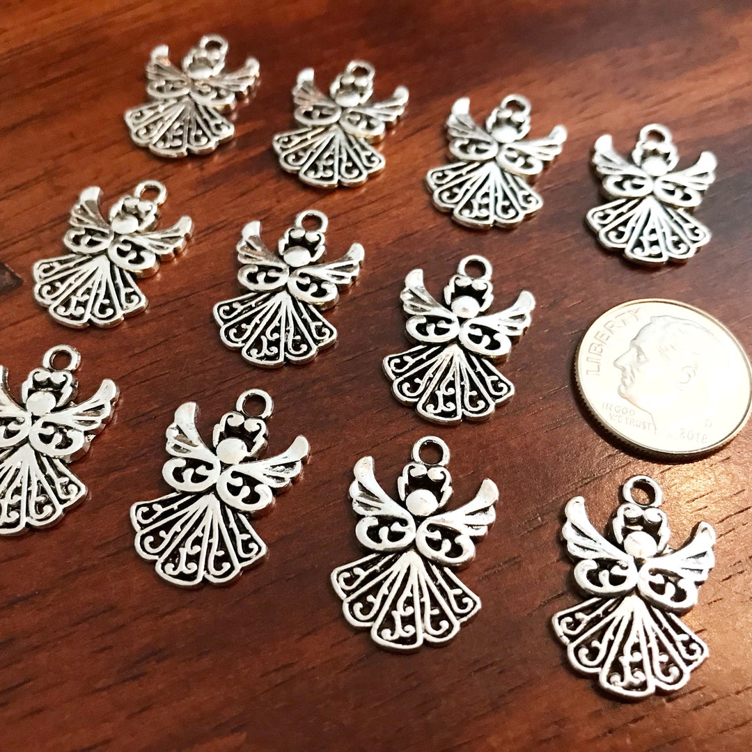 40pcs, Angel Charms, Halo Charms, Angel Pendants, Antique Silver Charms ...