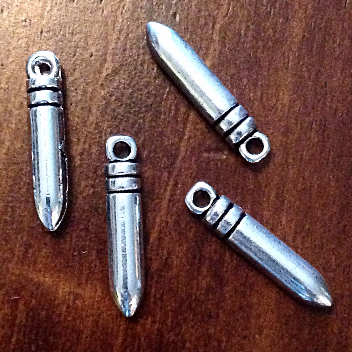 8 Bullet Chrams Antique Silver Charms Silver Bullet Charm - Etsy