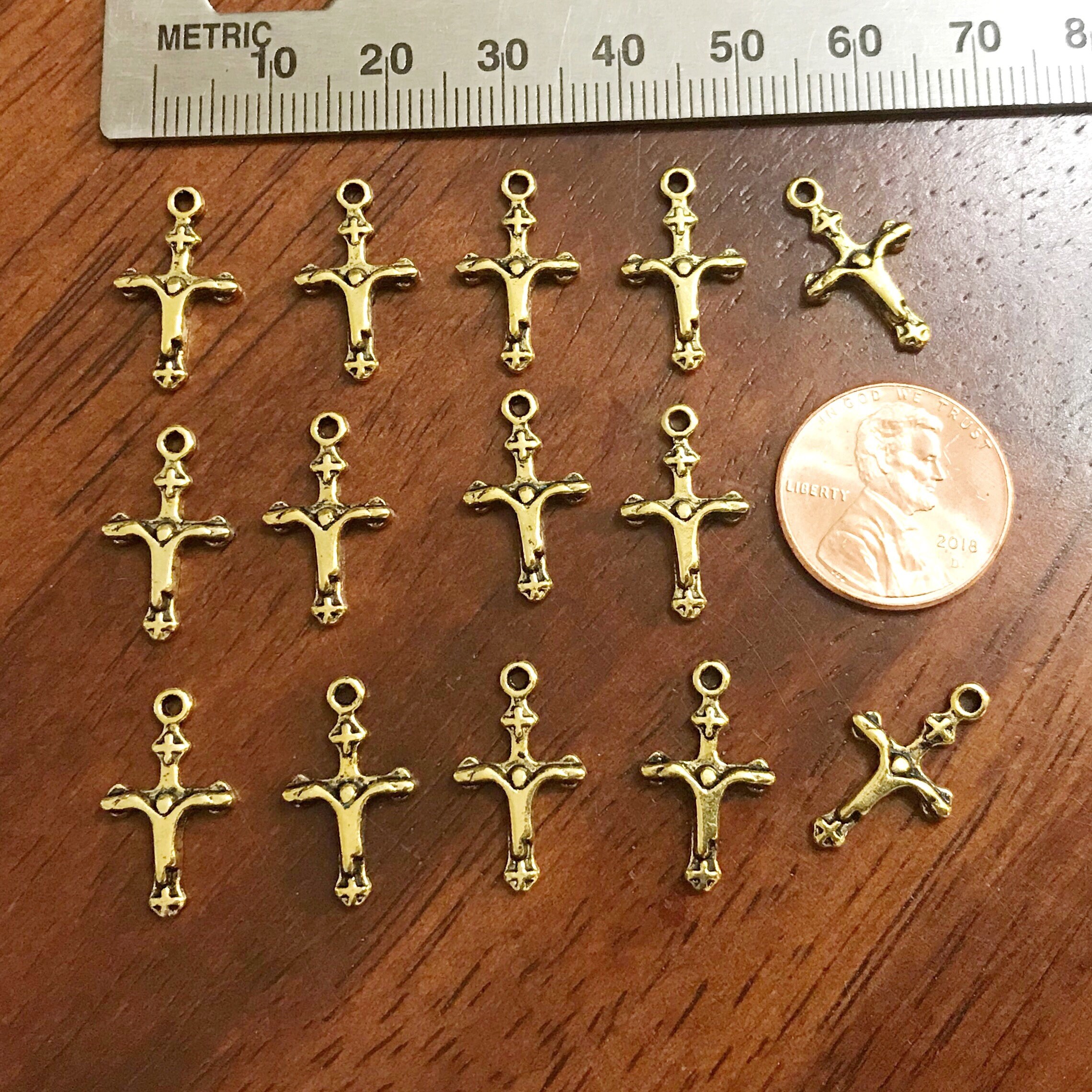 40pcs Cross Charms Antique Gold Tone Cross Charm Thin Cross - Etsy