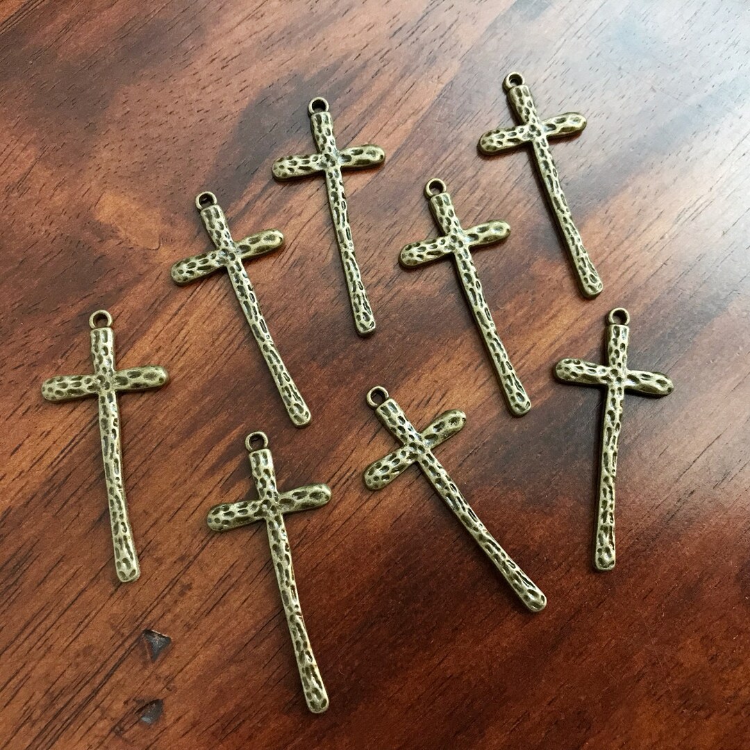 Bulk 12pcs Cross Charms Long Cross Pendant Large Bronze - Etsy