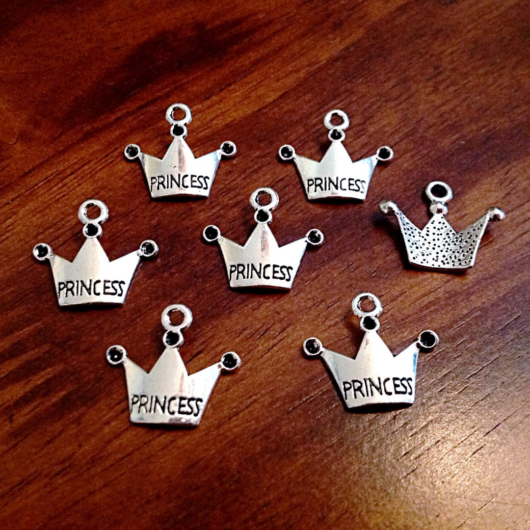 25pcs Crown Charms, Princess Charms, Antique Silver Charms, Little Girl ...