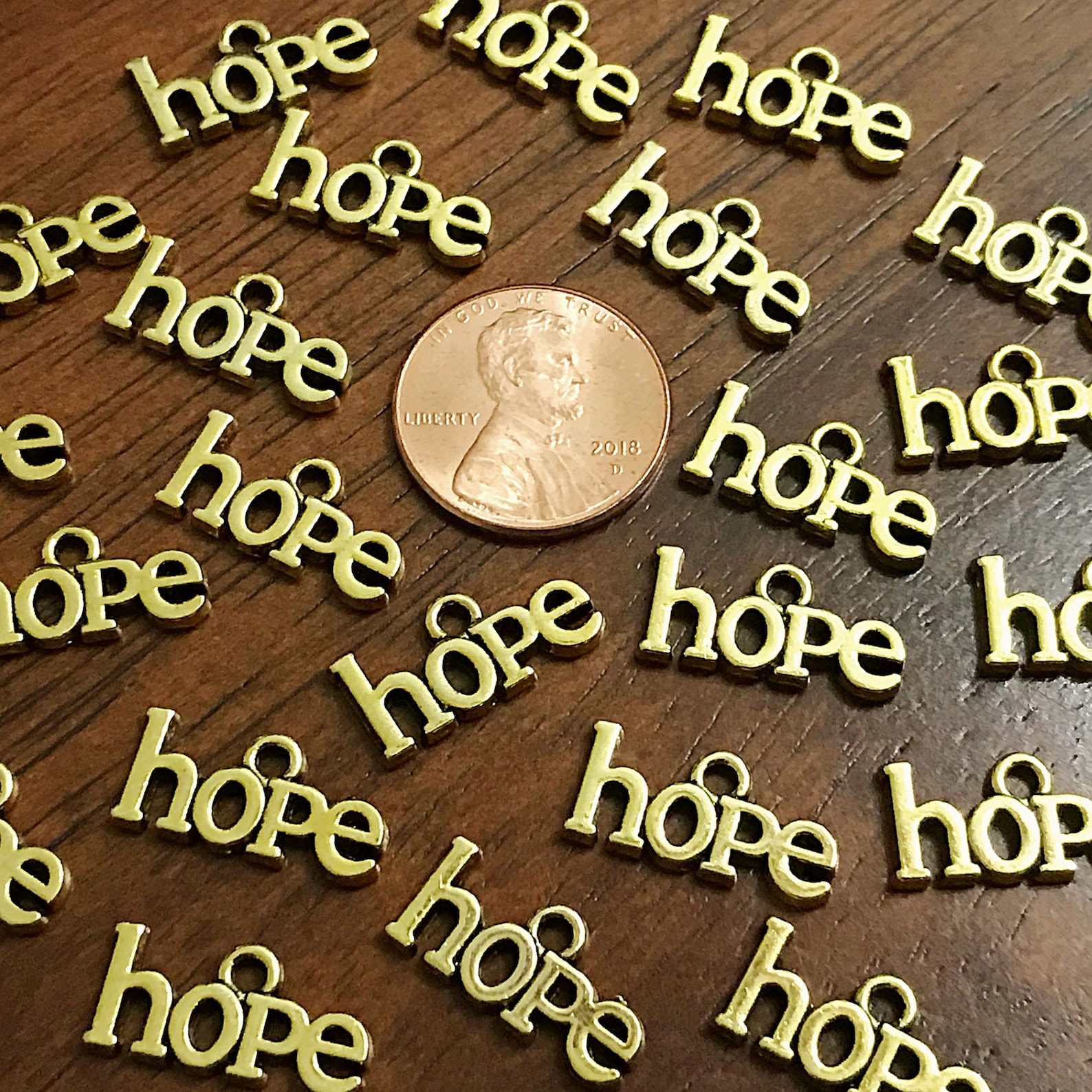 40pcs Hope Charms Antique Gold Charms Gold Hope Charms | Etsy