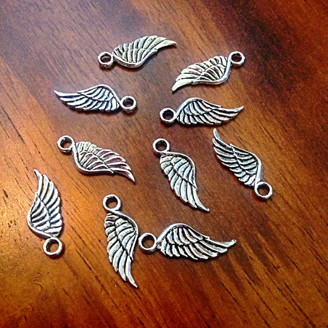 Bulk 50 Feather Charms Antique Silver Wing Double Sided | Etsy