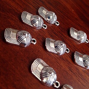Bulk 20 Baseball Cap Charms, Antique Silver Charms, Baseball Charms ...