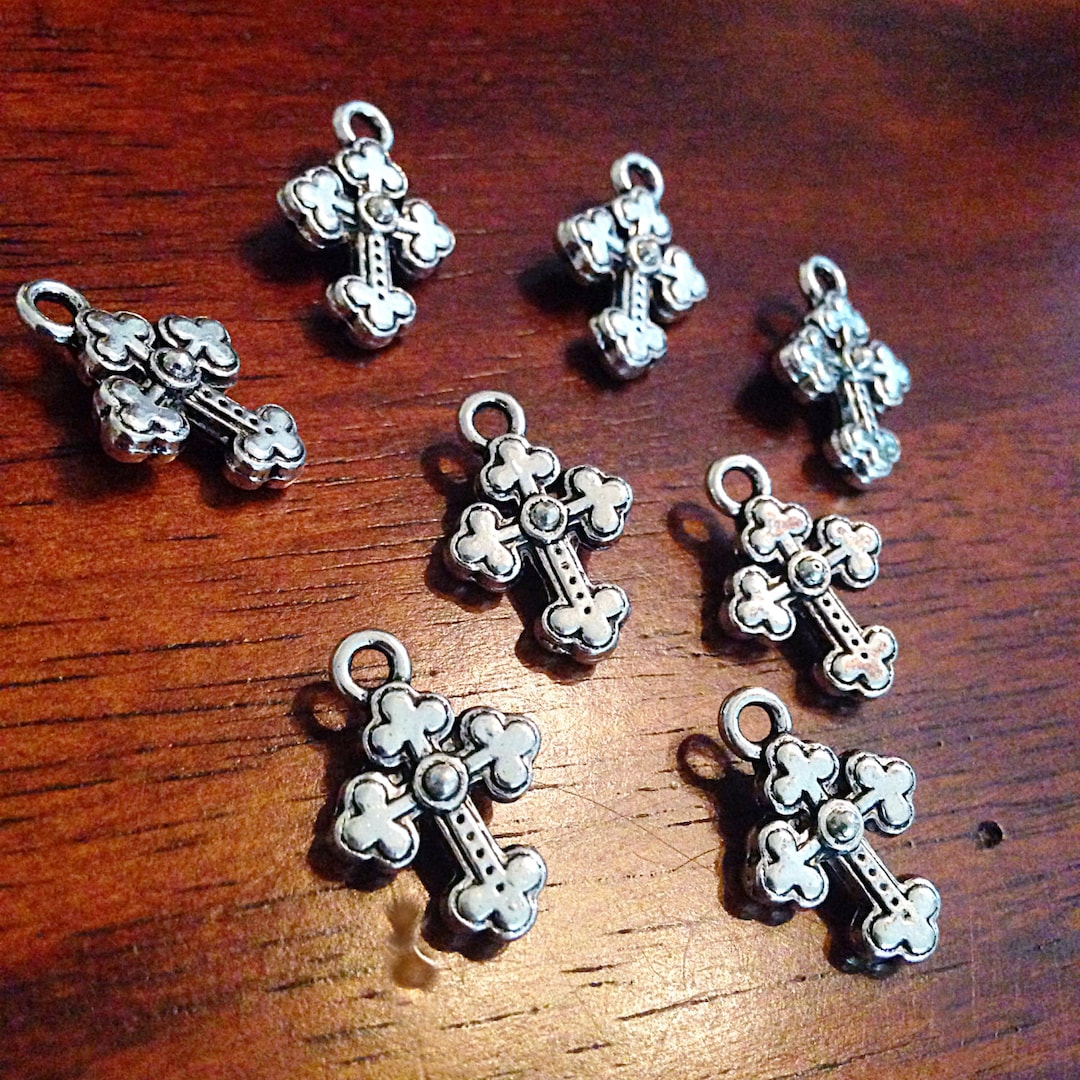 Bulk 20 Silver Cross Charms, Antique Silver Charms, Cross Charms ...