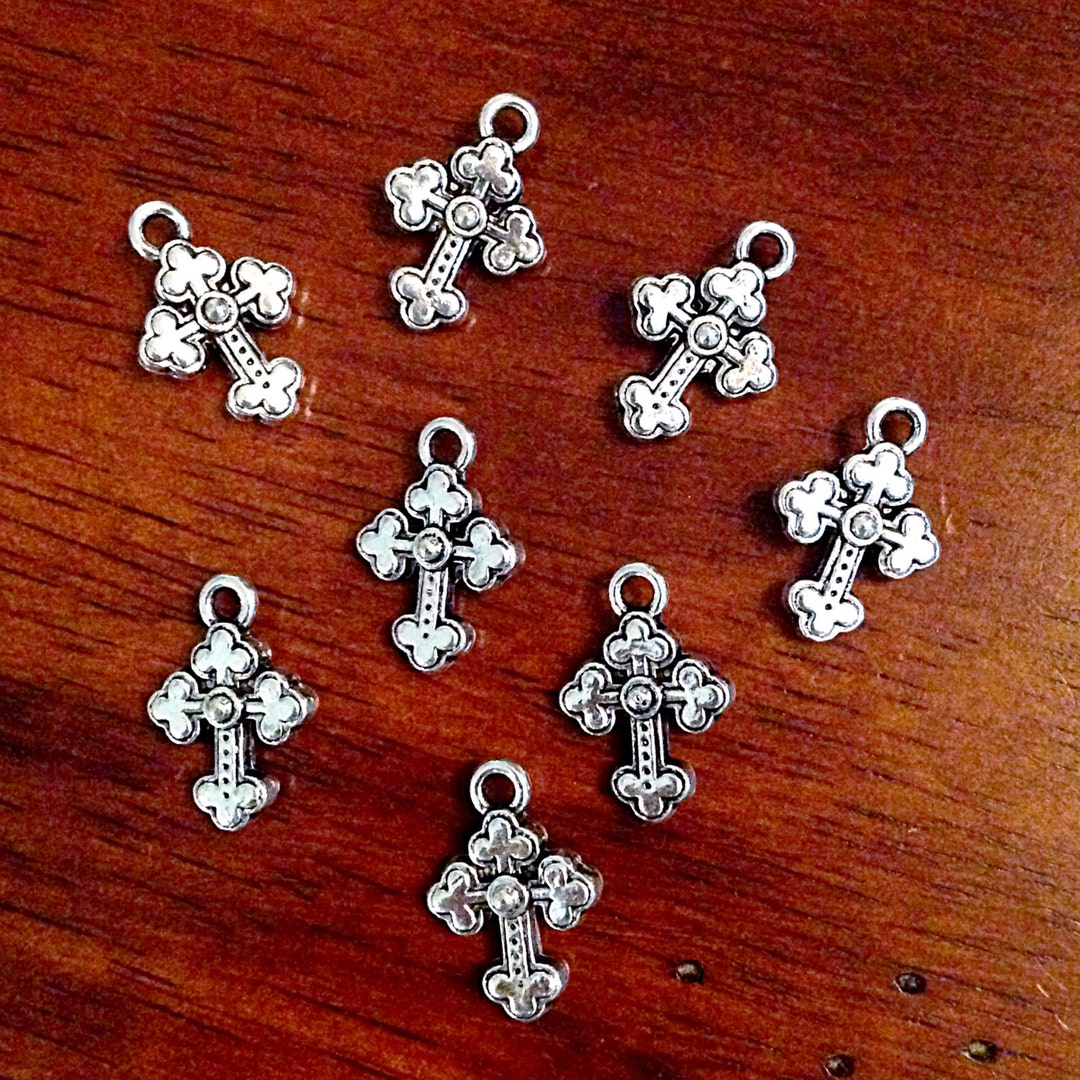 10 Silver Cross Charms Antique Silver Charms Cross Charms - Etsy