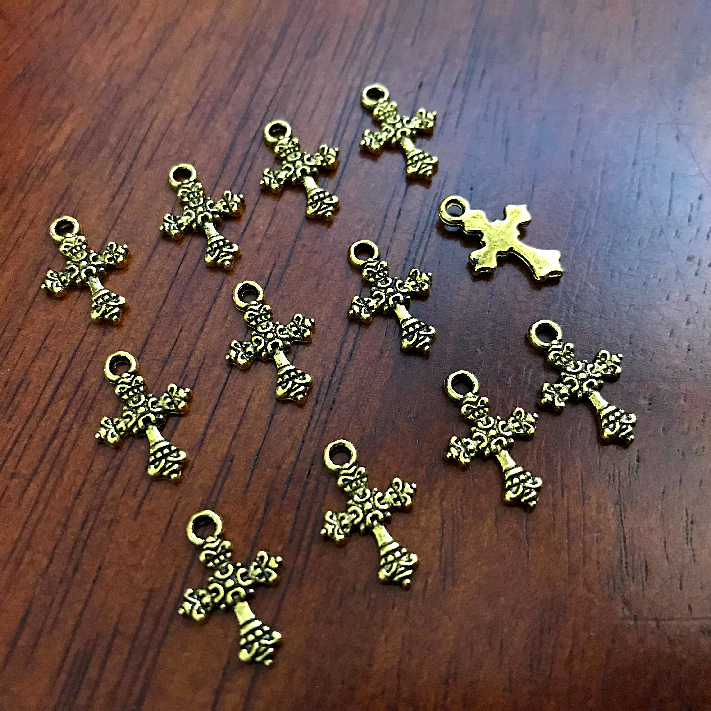 25pcs Gold Cross Charms Antique Gold Charms Tiny Cross - Etsy