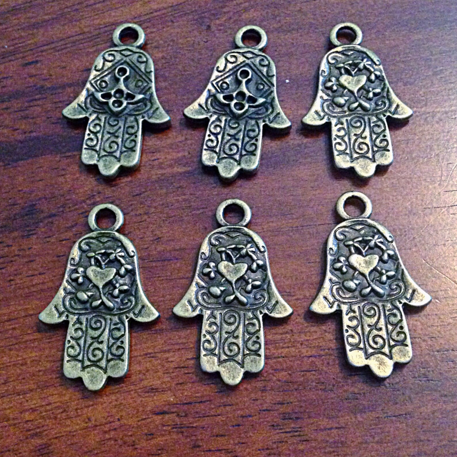 8 Large Hamsa Hand Charms Antique Bronze Charms Hamsa Hand | Etsy