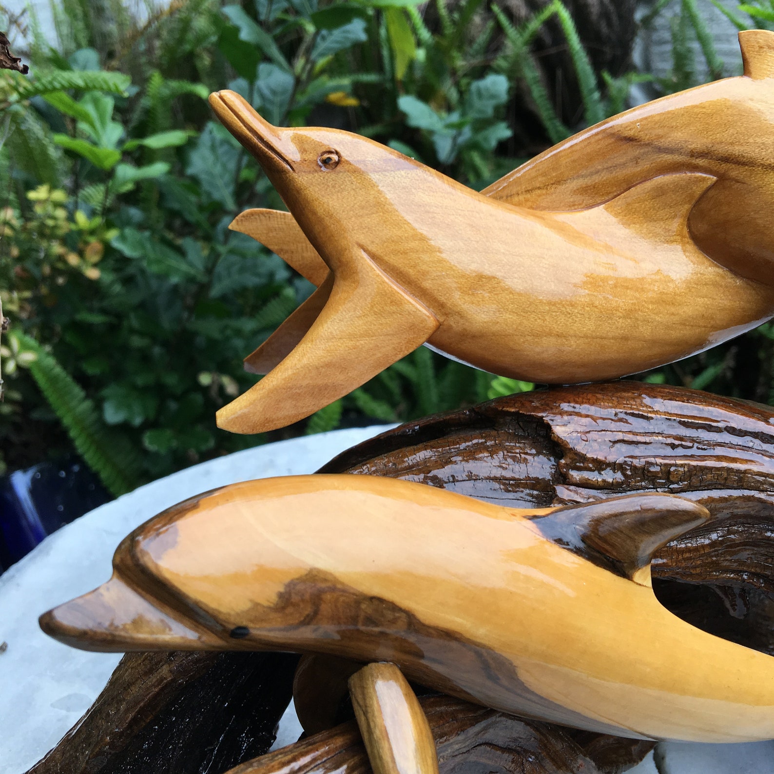Hand-carved Wood Dolphin Sculpture/one of a Kind - Etsy