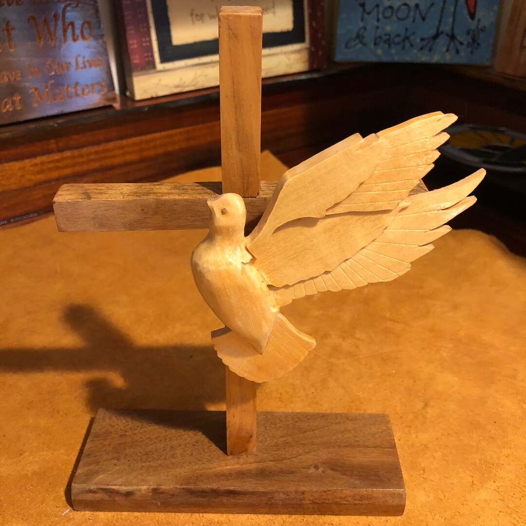 Intarsia Dove With Cross Statue/handmade/free Shipping! - Etsy