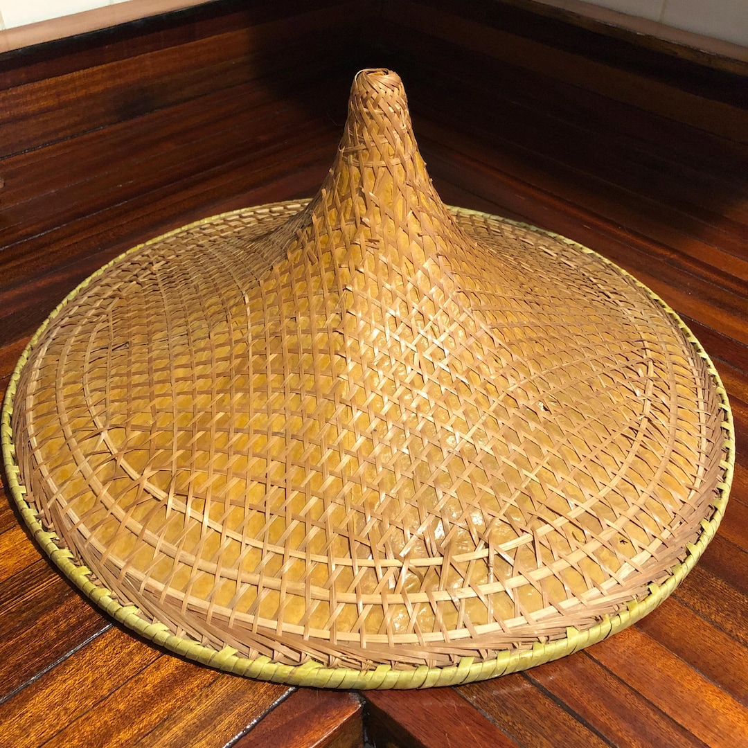 Vintage Straw Coolie Hat/rice Paddy Hat/straw Sun/gardening Hat ...