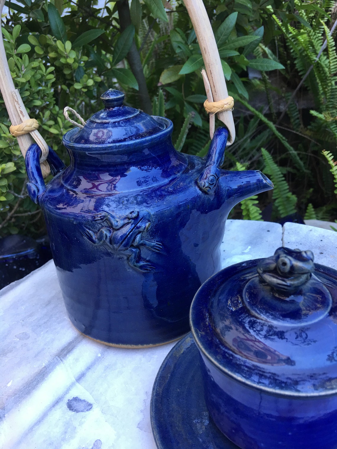 Indigo Frog Song Teapot with Cup/Saucer and Lid/Free Shipping | Etsy