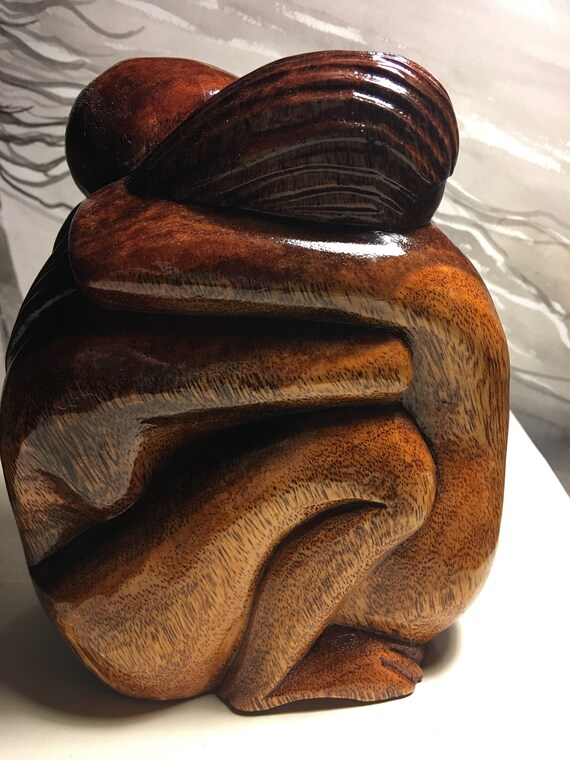 Hand Carved Acacia Wood Statue/the Embrace/free Shipping | Etsy
