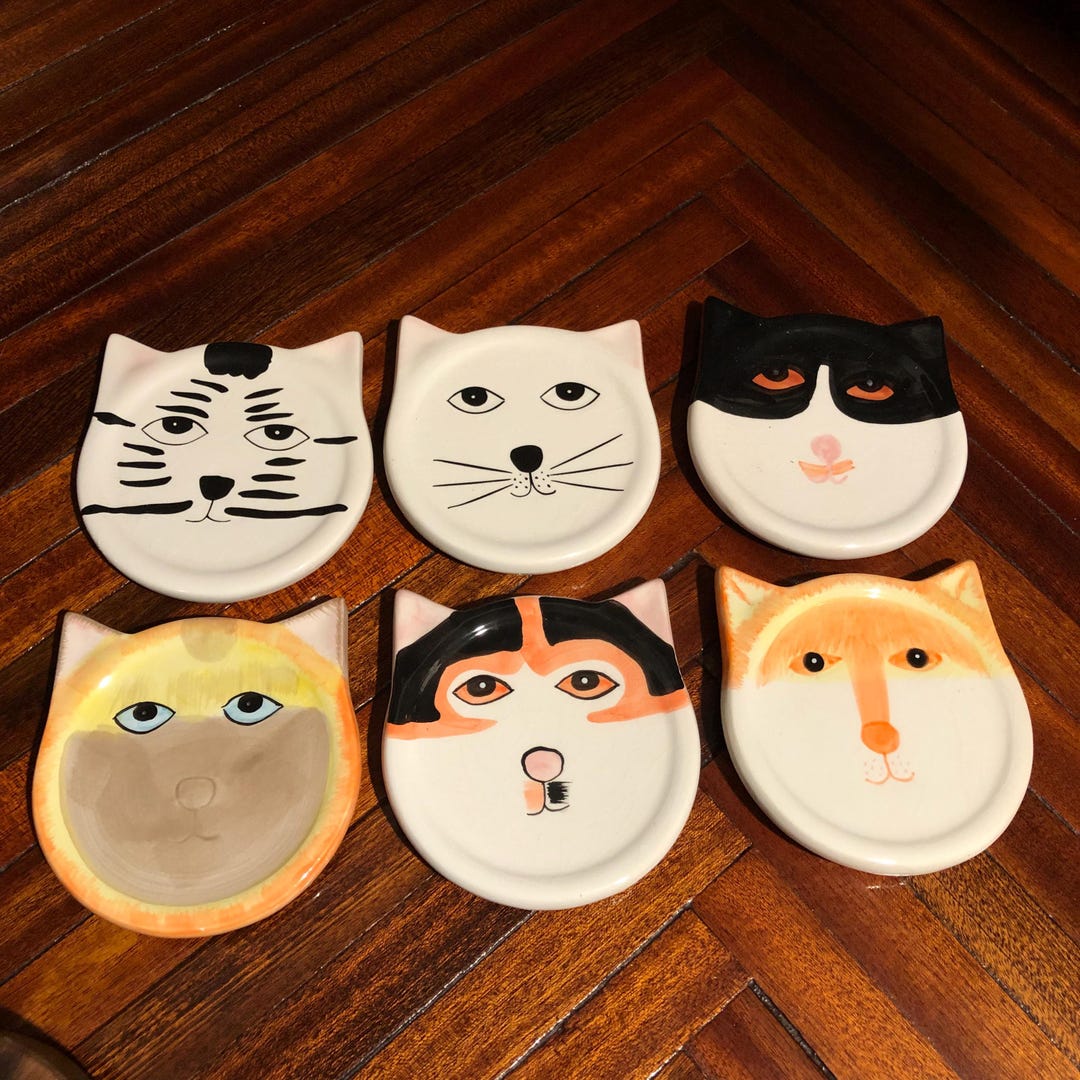 Vintage Bandwagon Ceramic Cat Coasters/cat Face Coasters/you Receive ...