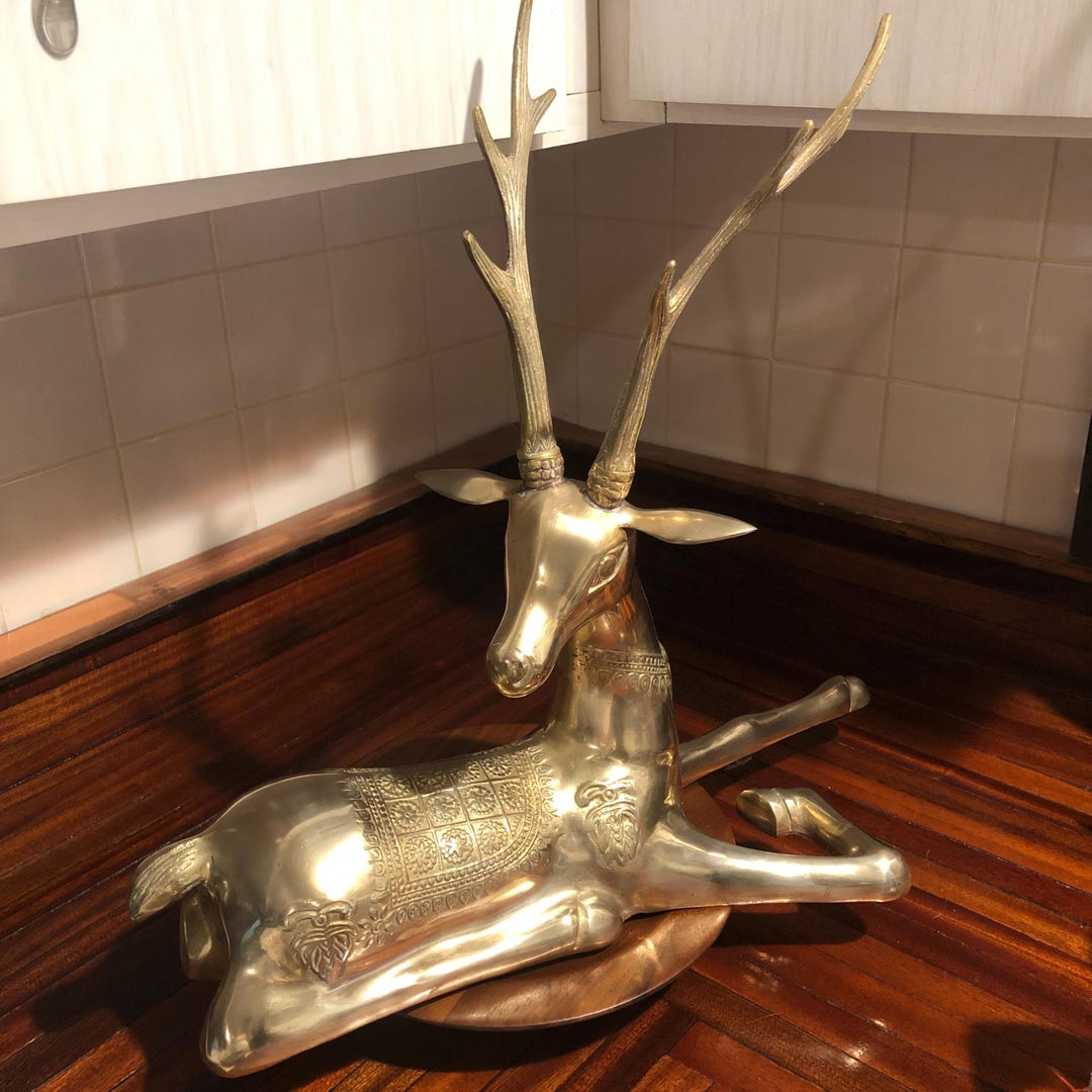 Vintage 20" Extra Large Sarreid Solid Brass Deer Statue/large Solid ...