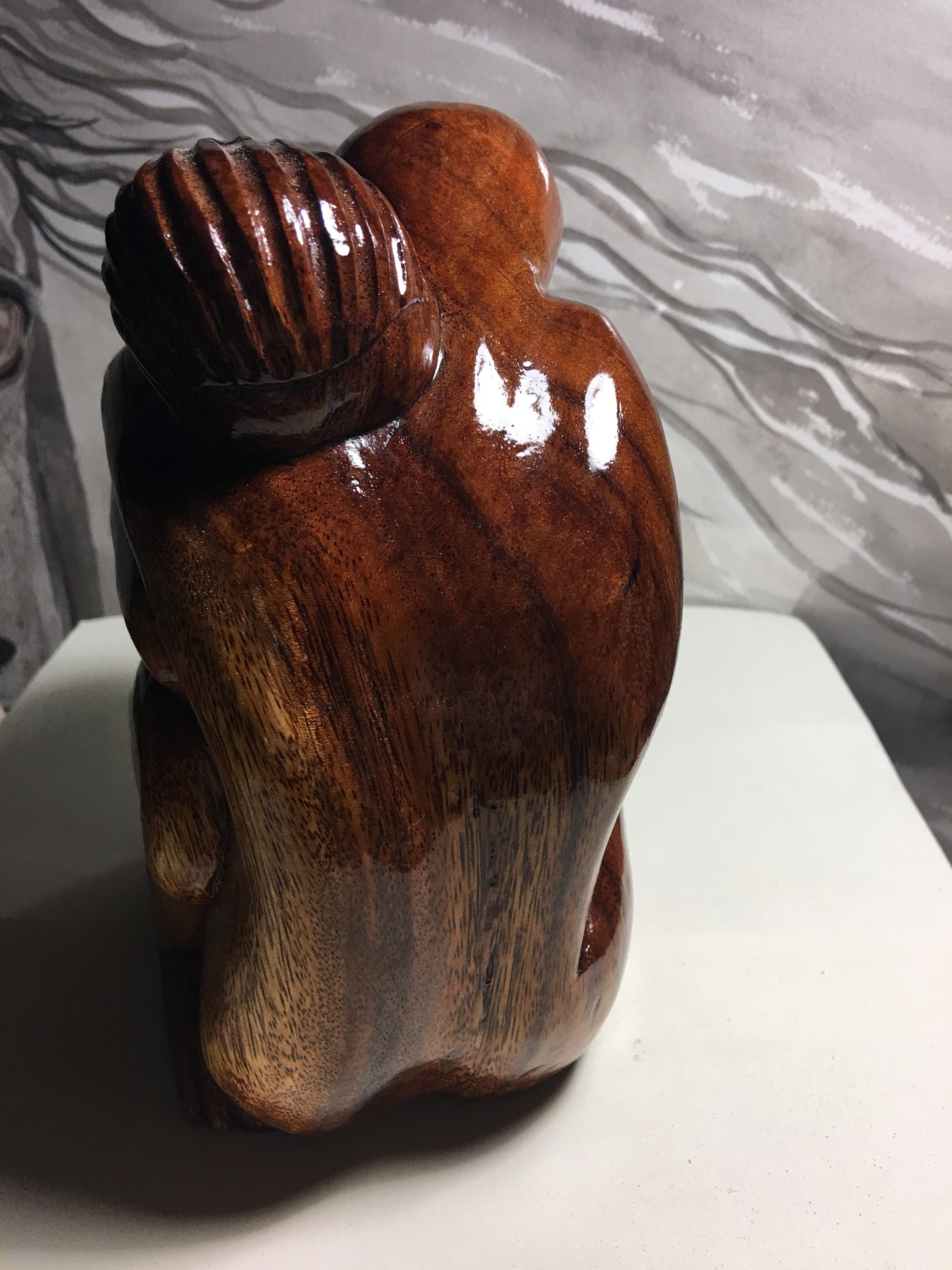 Hand Carved Acacia Wood Statue/the Embrace/free Shipping! - Etsy