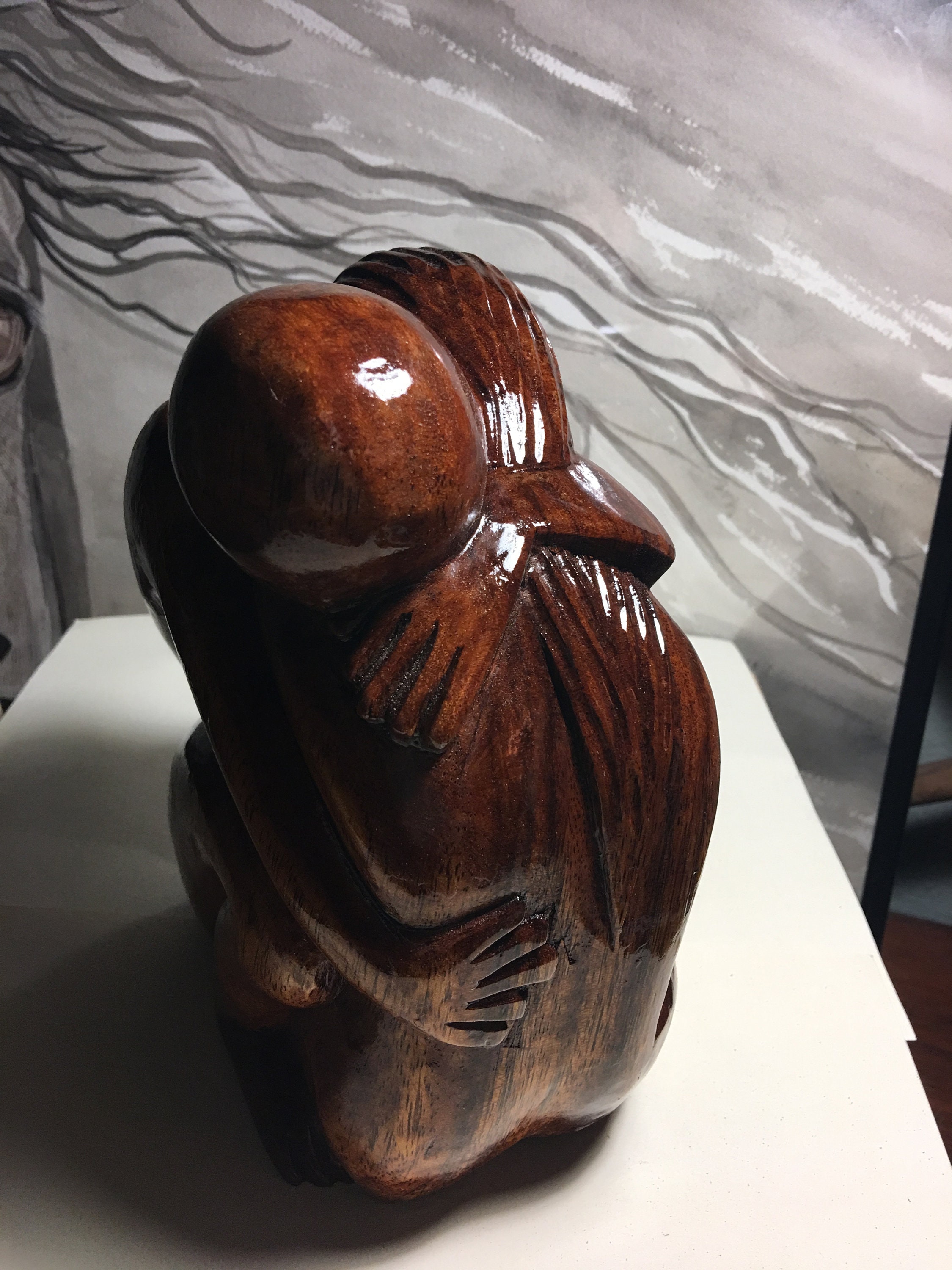Hand Carved Acacia Wood Statue/the Embrace/free Shipping! - Etsy