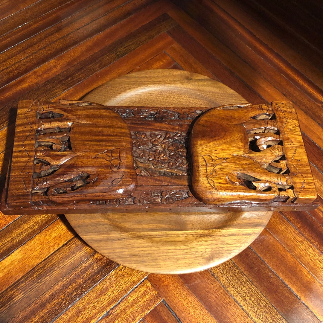 Vintage Extendable Elephant Book Rack/hand Carved Expanding Book Rack ...