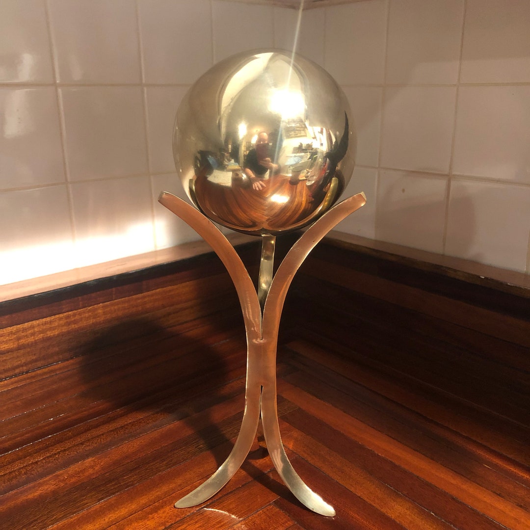 Vintage Solid Brass MCM Ball and Stand/brass Ball and Stand/free ...