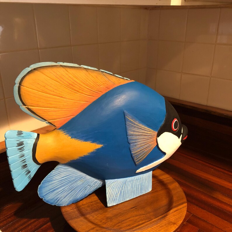 Large Hand-painted Wooden Fish/hand Carved Large Wooden Fish/#09080925/ ...