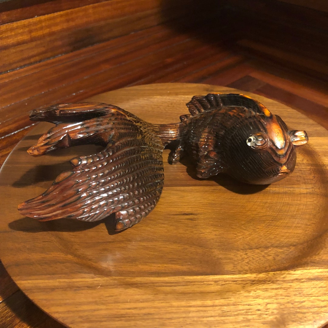 Vintage Japanese Cryptomeria Koi Fish Carving/shou Sugi Ban Koi Fish ...