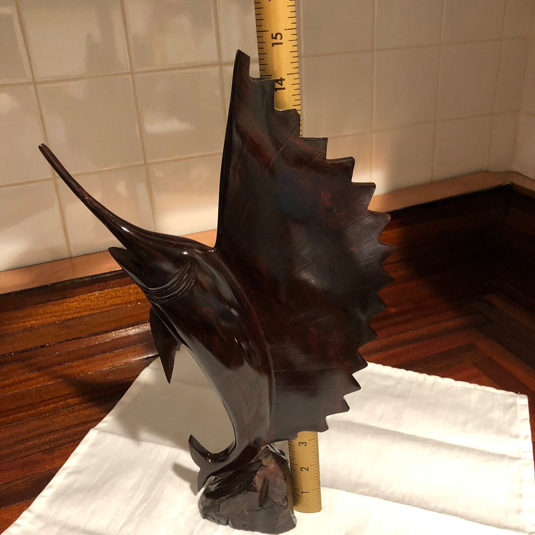 Vintage Hand-carved Ironwood Sailfish/marlin/swordfish Carving/free ...