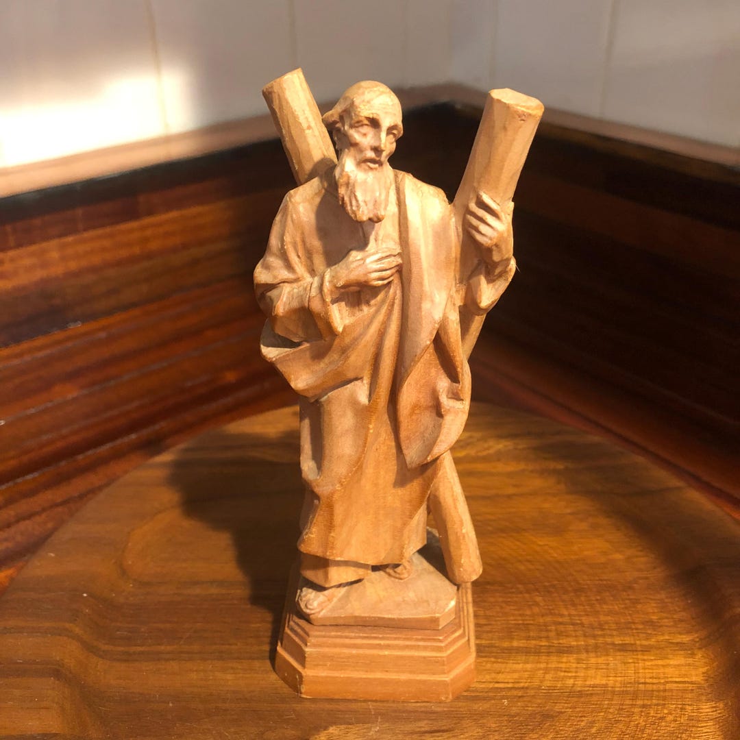 Hand-carved St. Andrew/st. Ambrose Wood Statue/patron Saint of ...