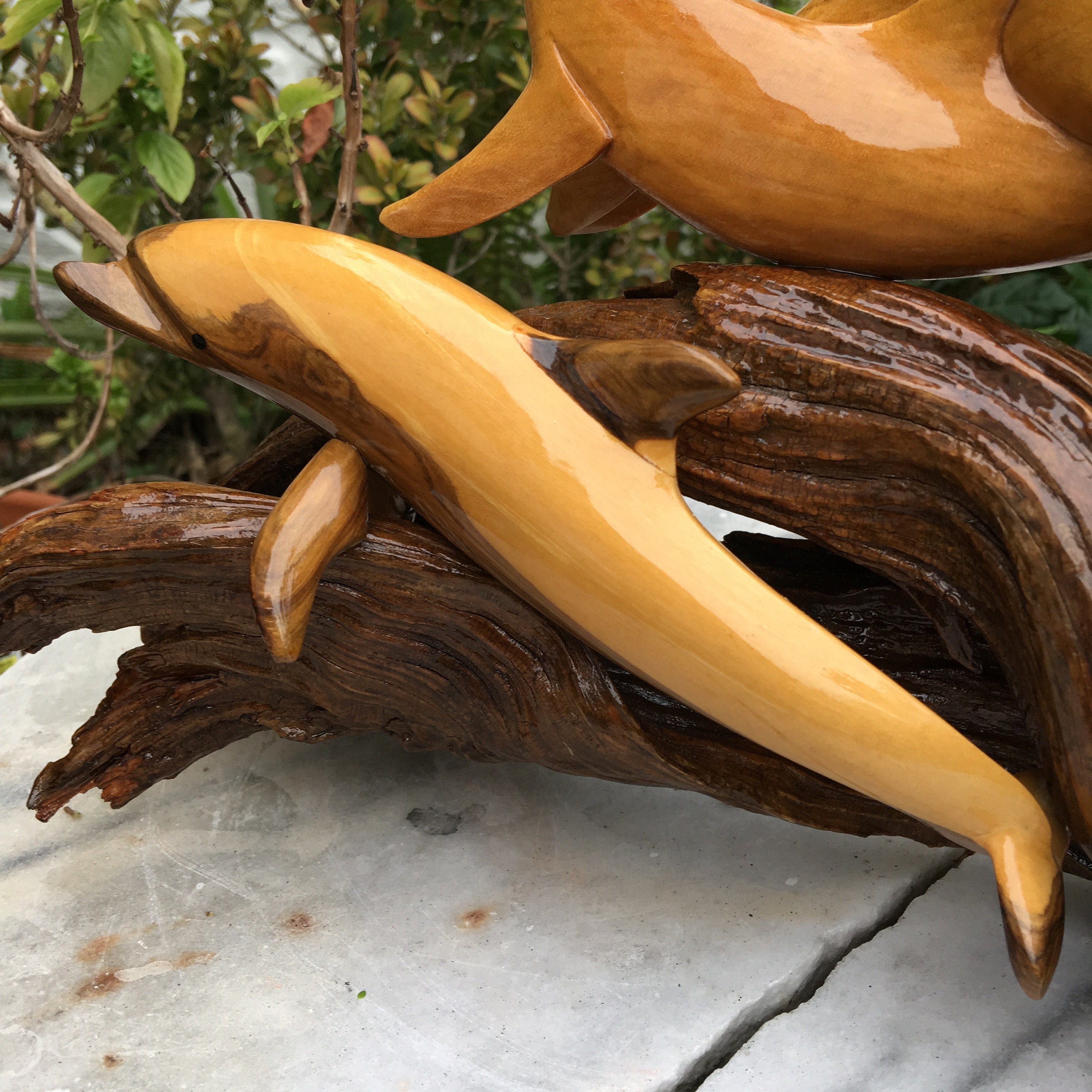 Hand-carved Wood Dolphin Sculpture/one of a Kind - Etsy
