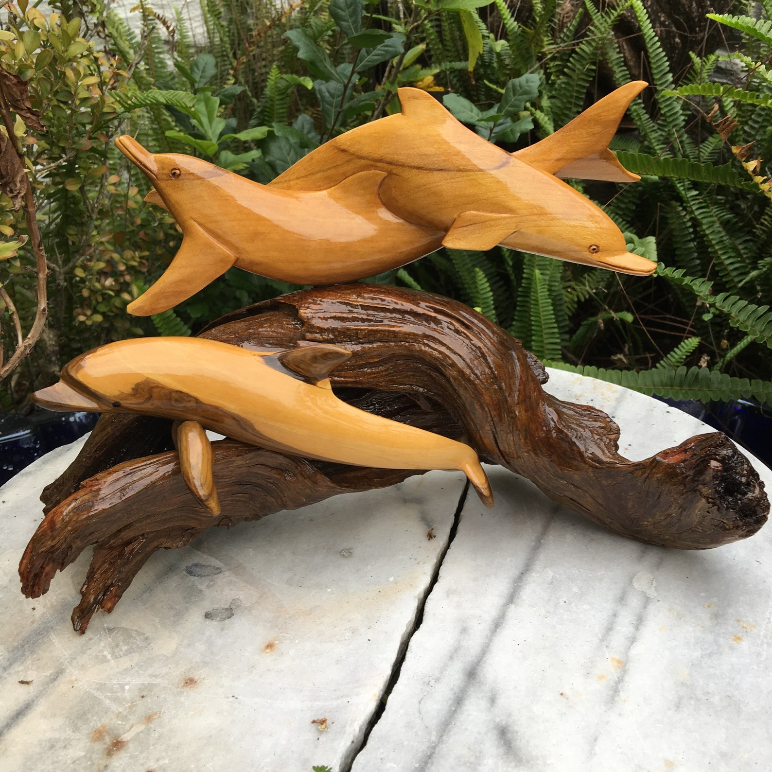 Hand-carved Wood Dolphin Sculpture/one of a Kind - Etsy