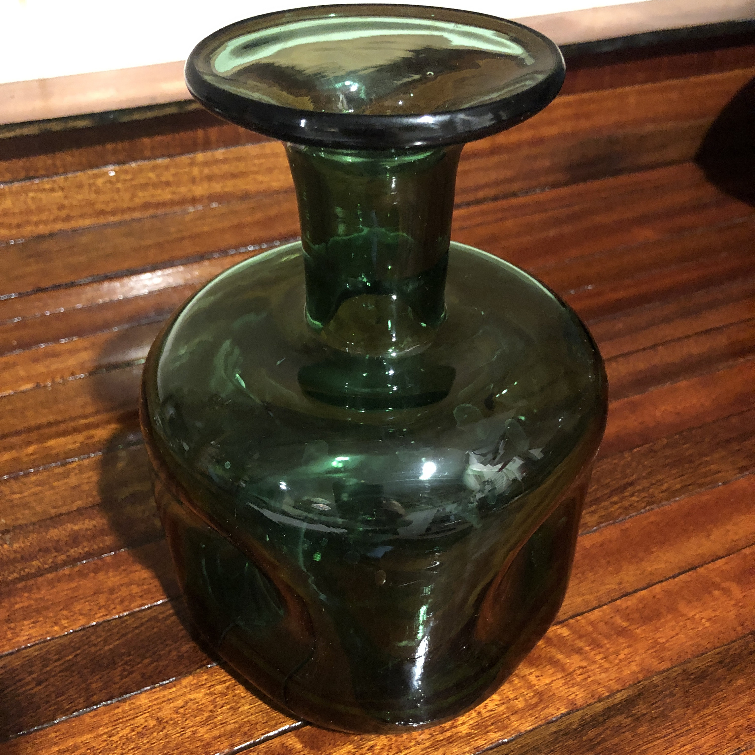 Vintage Bischoff Emerald Green Pinched Flower Art Vase/free - Etsy