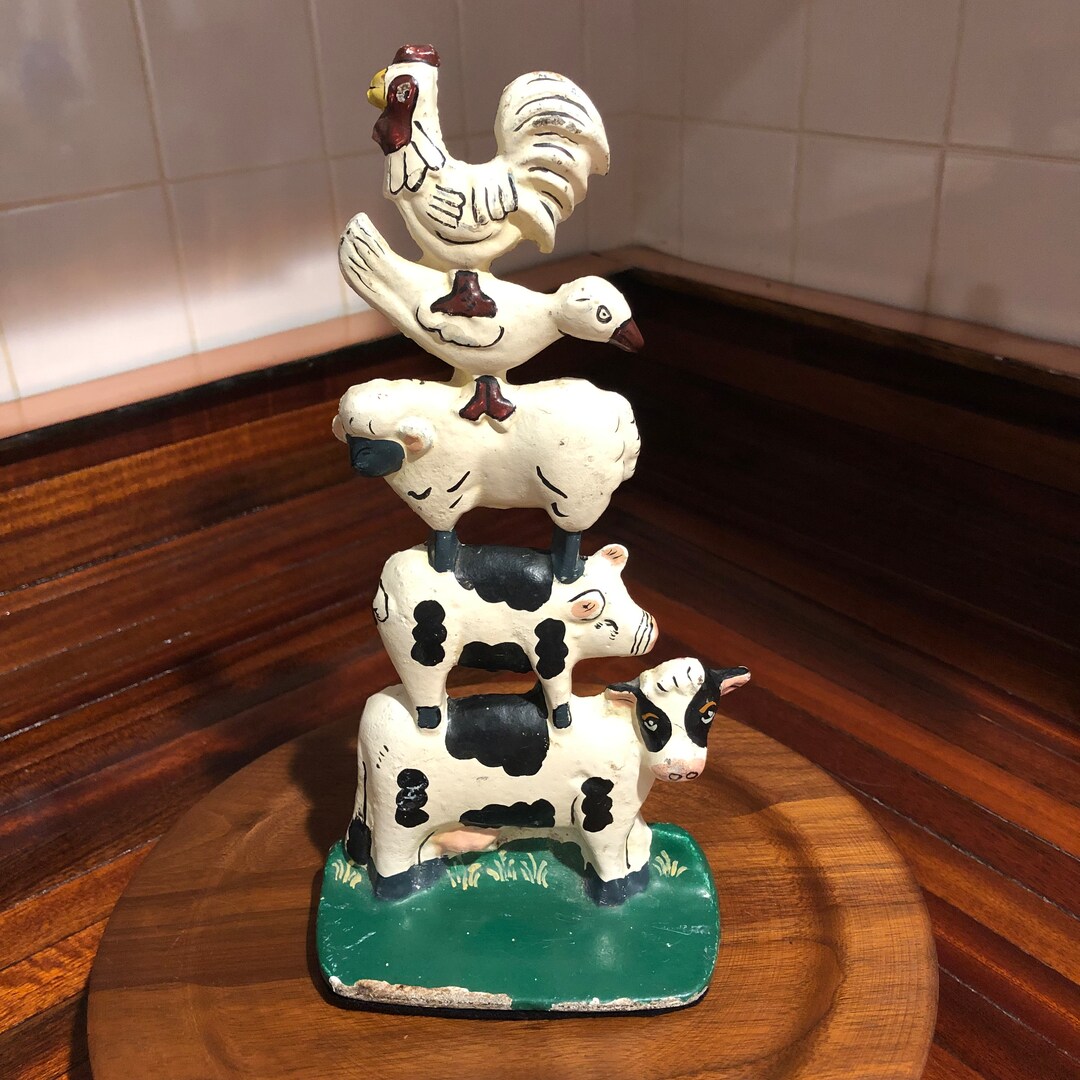 Vintage Stacking Farm Animals Cast Iron Doorstop/free Shipping ...