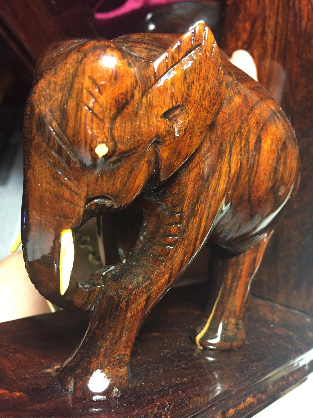 Pair of Vintage Hand Carved Teak Elephant Bookends/free SHIPPING! - Etsy