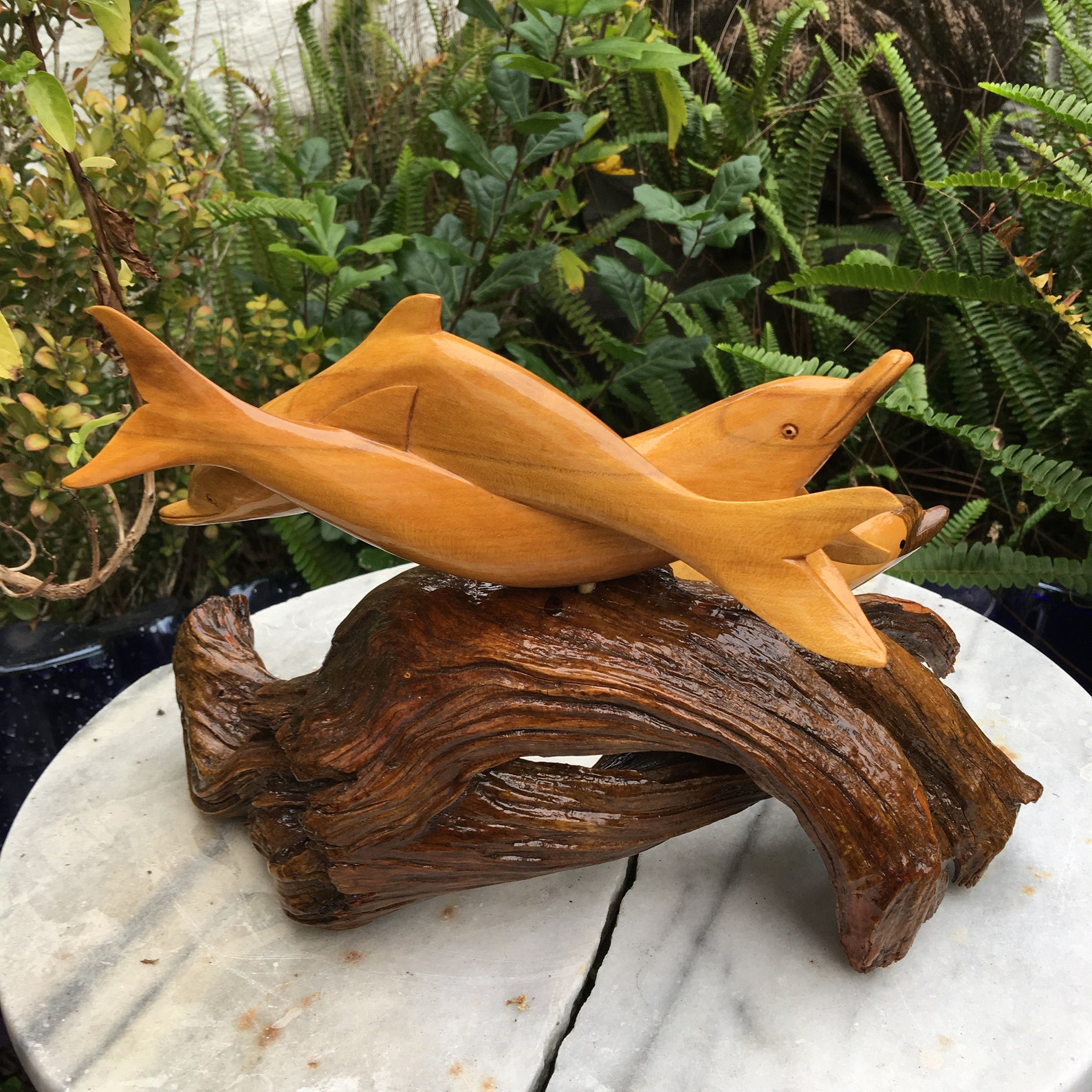 Hand-carved Wood Dolphin Sculpture/one of a Kind - Etsy