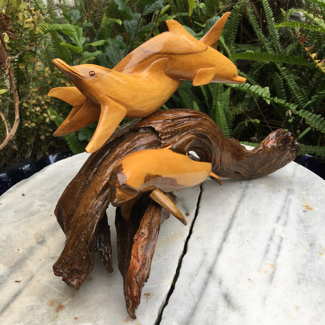 Hand-carved Wood Dolphin Sculpture/one of a Kind - Etsy