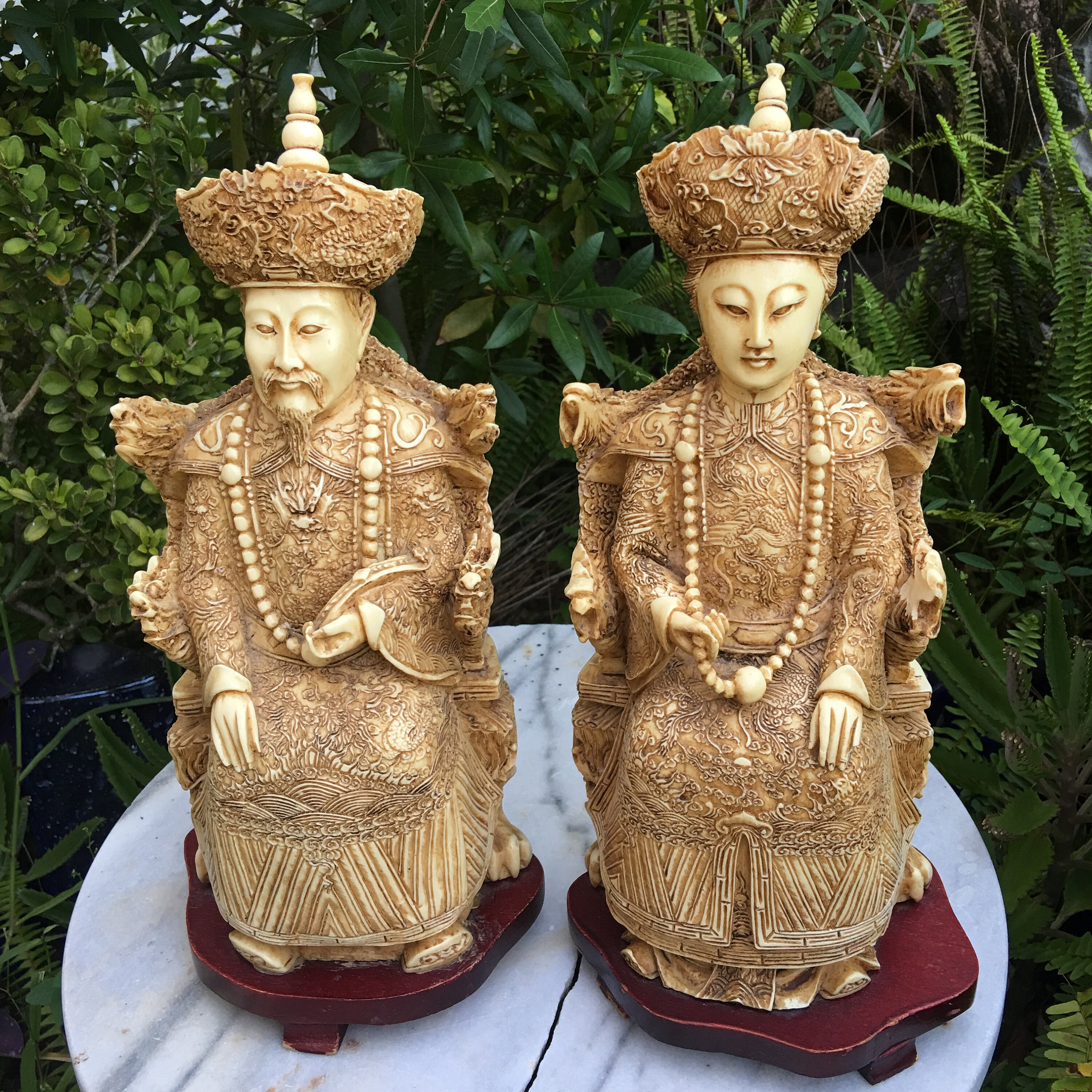 Vintage Resin/faux Ivory Carvings Chinese Emperor and Empress | Etsy